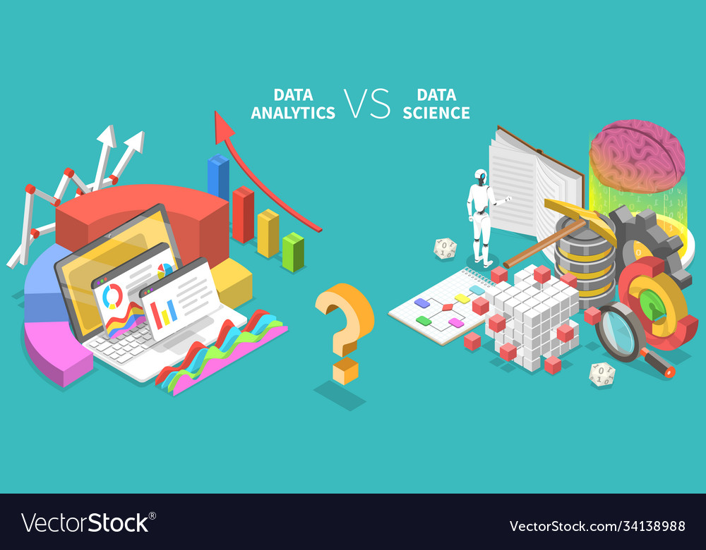 Comparison data analytics and science 3d Vector Image
