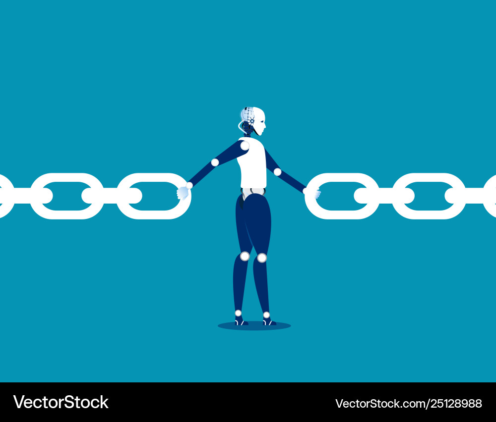 Corporate chain robot and concept business Vector Image