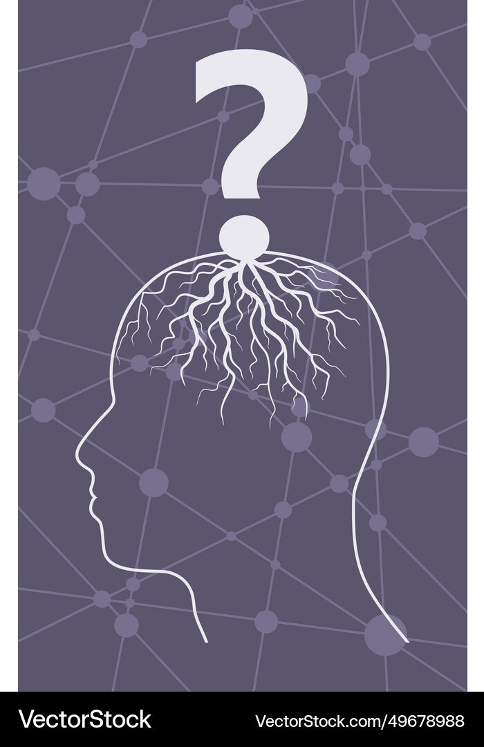 Doubting man smart male character with question Vector Image