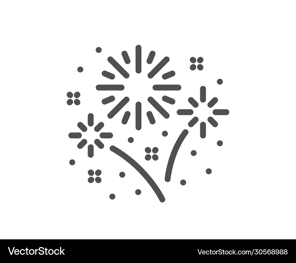Fireworks line icon pyrotechnic salute sign Vector Image