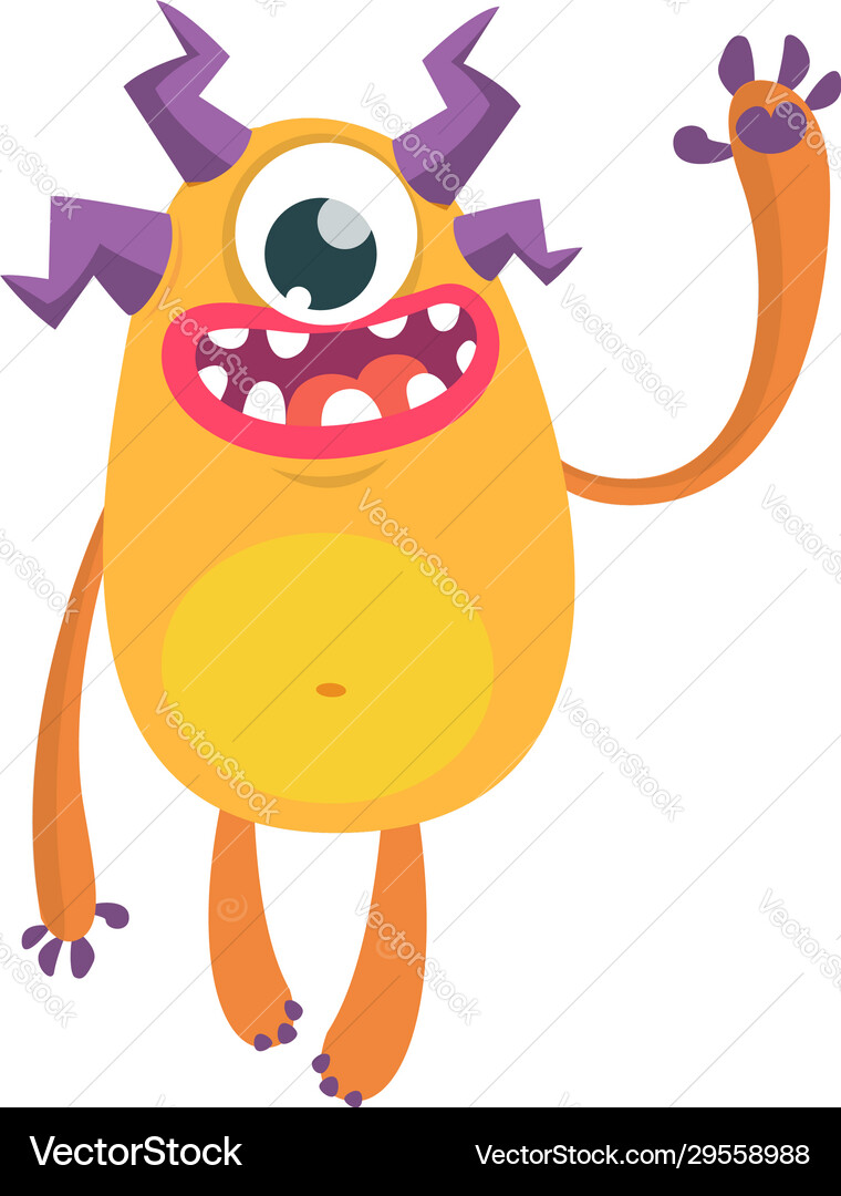Funny cyclops monster cartoon with one eye Vector Image