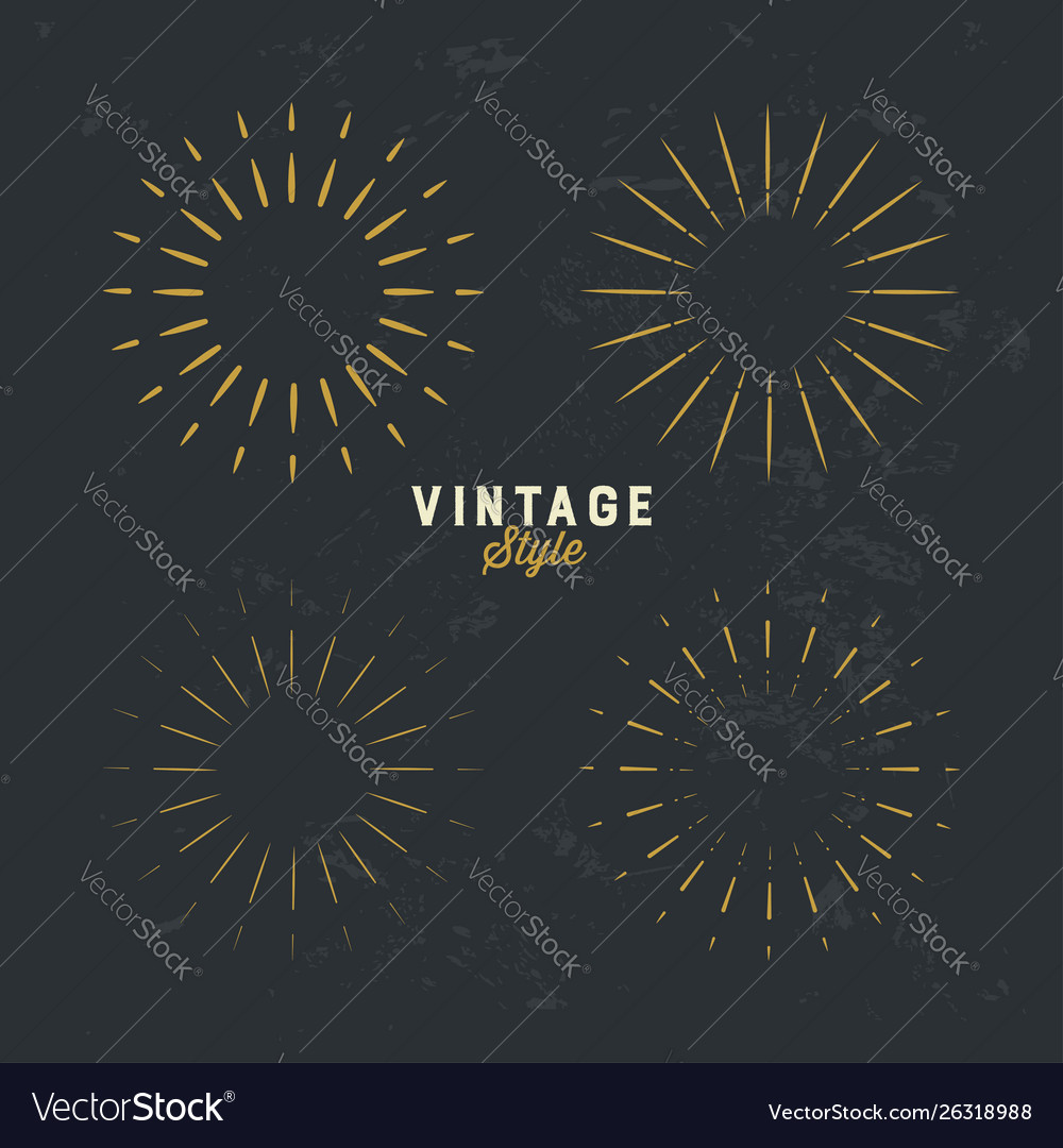 Set vintage gold sunburst firework sparks Vector Image Set vintage gold sunburst firework sparks Vector Image