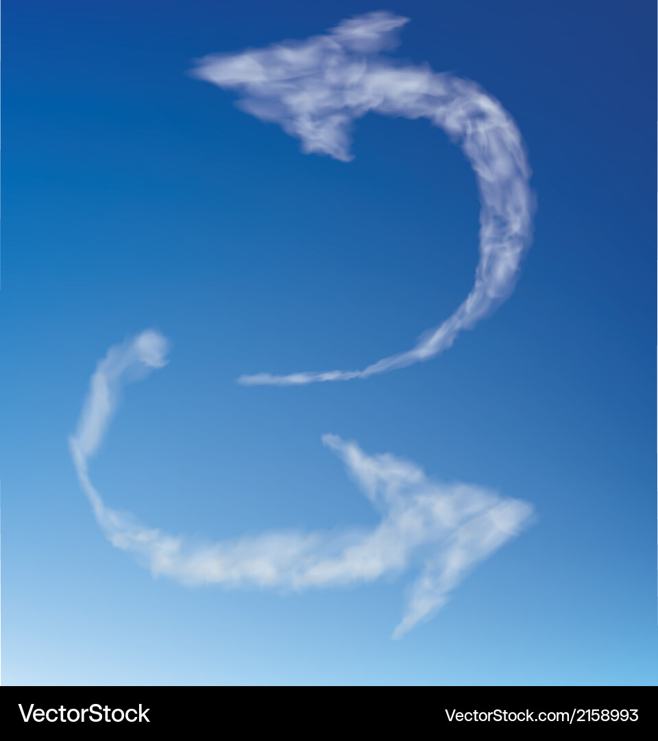 Arrow of clouds on a blue sky Royalty Free Vector Image