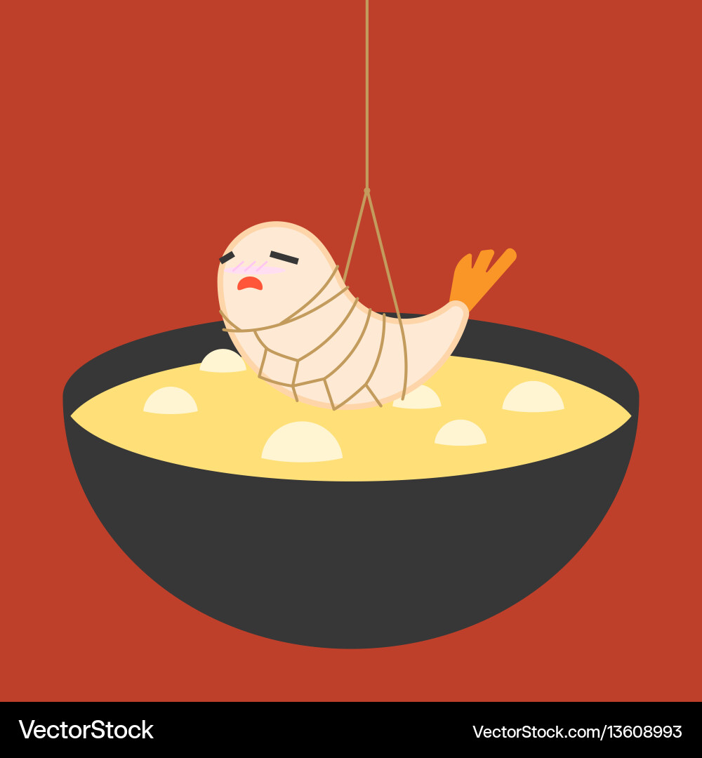 Cartoon shrimp tempura Royalty Free Vector Image