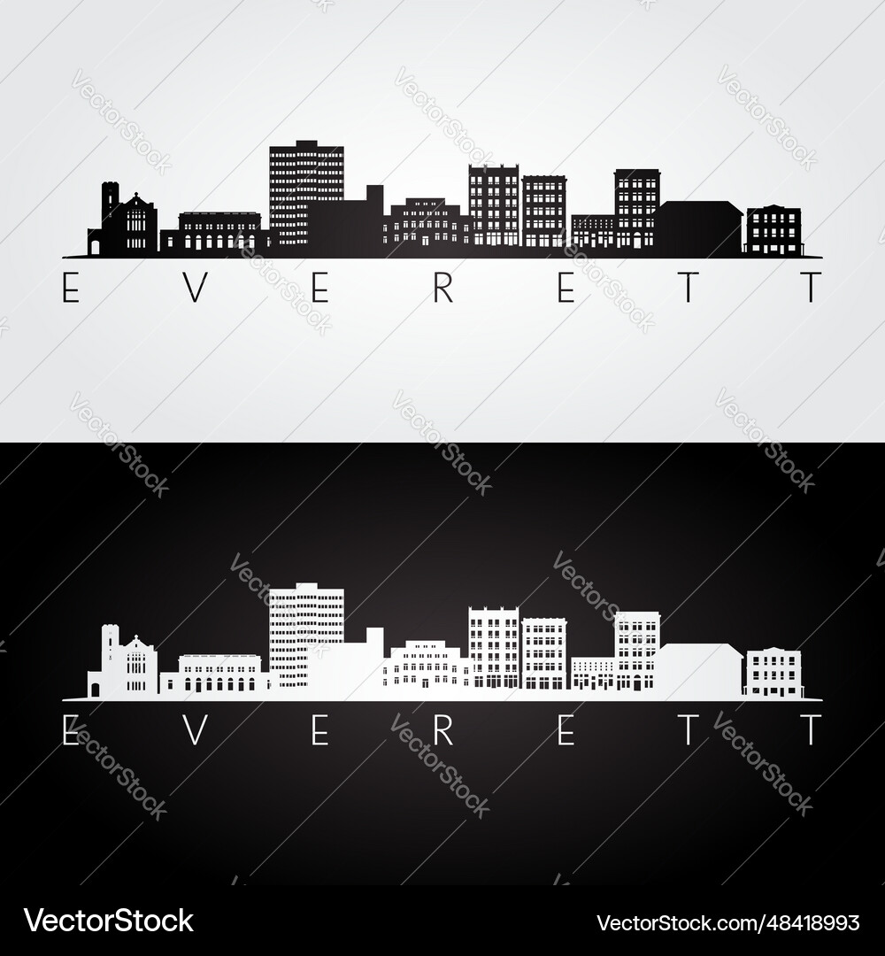 Everett wa skyline and landmarks silhouette Vector Image