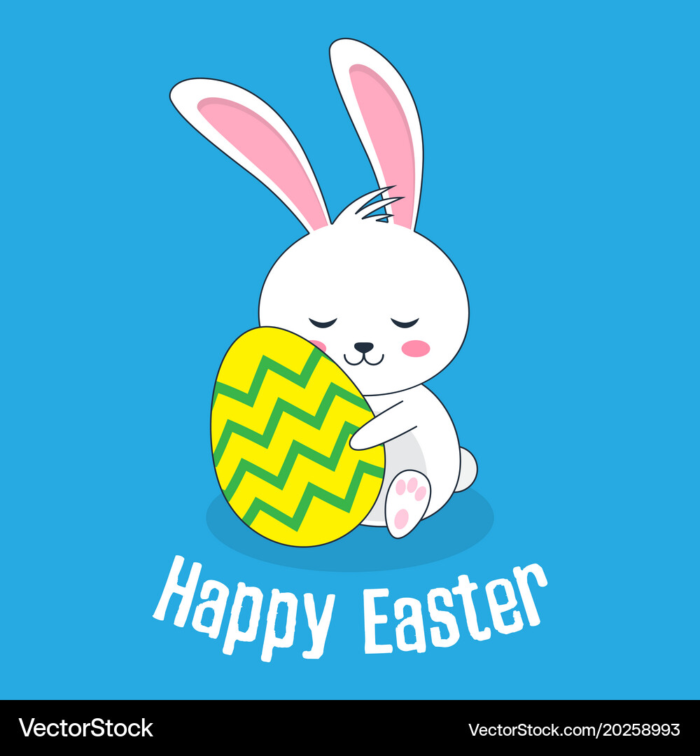 Greeting card with the image of easter bunny Vector Image