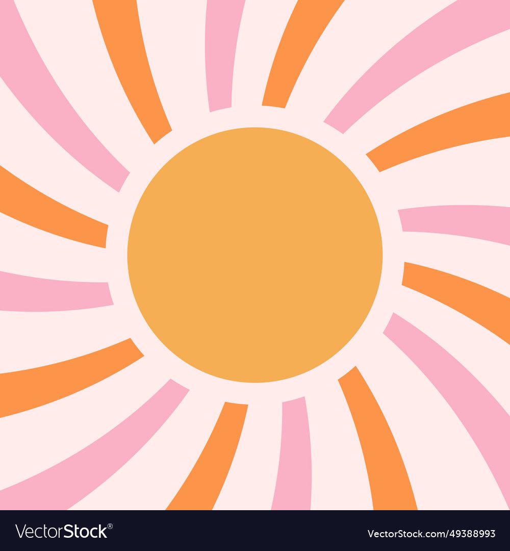 Groovy retro sunshine poster with sun Royalty Free Vector