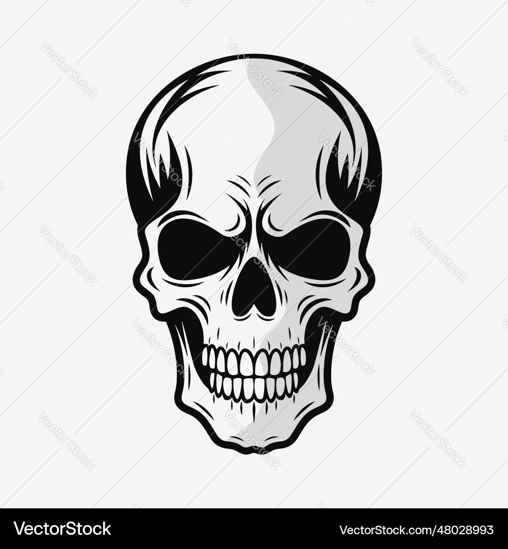 Human skull logo black and white emblem Royalty Free Vector