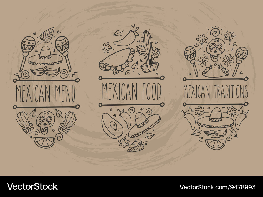 Mexican food sign set Royalty Free Vector Image
