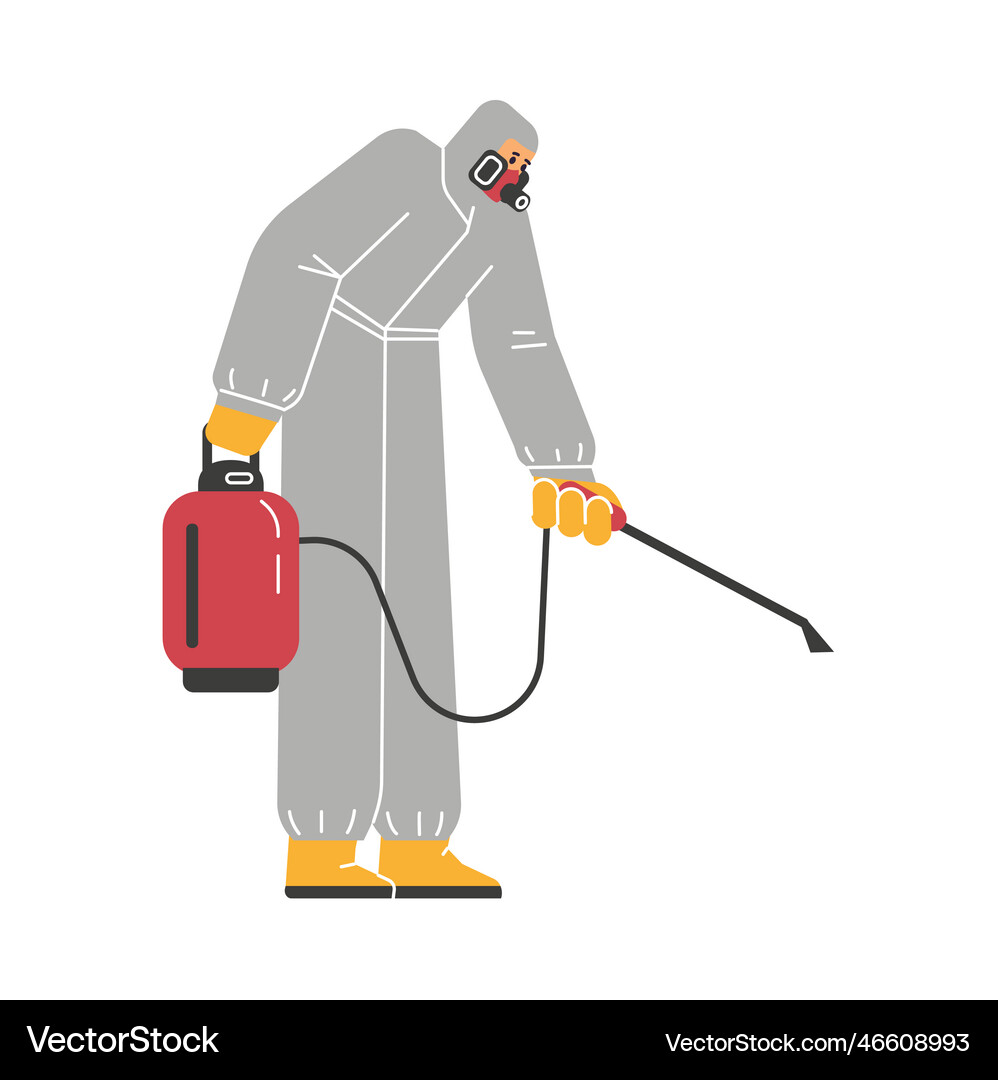 Pest control service worker with chemical spray Vector Image