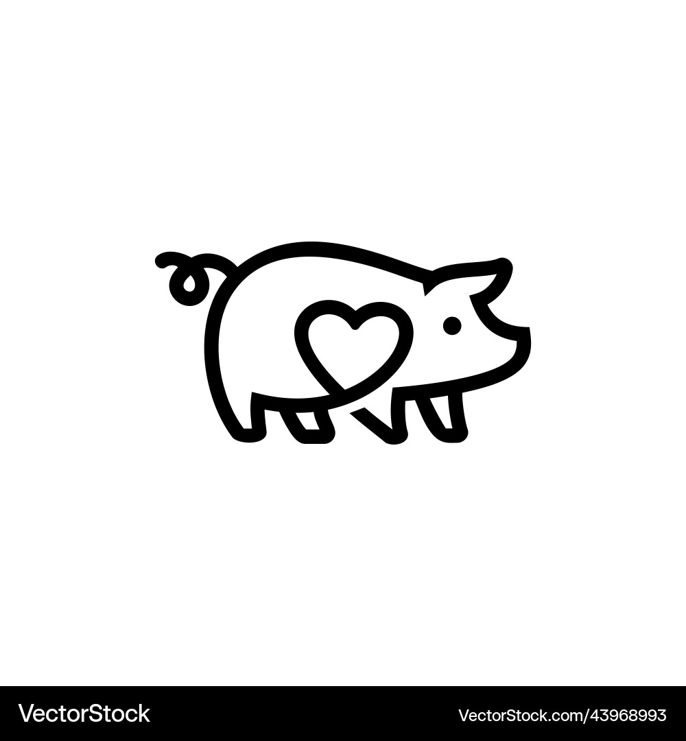 Pig line icon with love logo design Royalty Free Vector