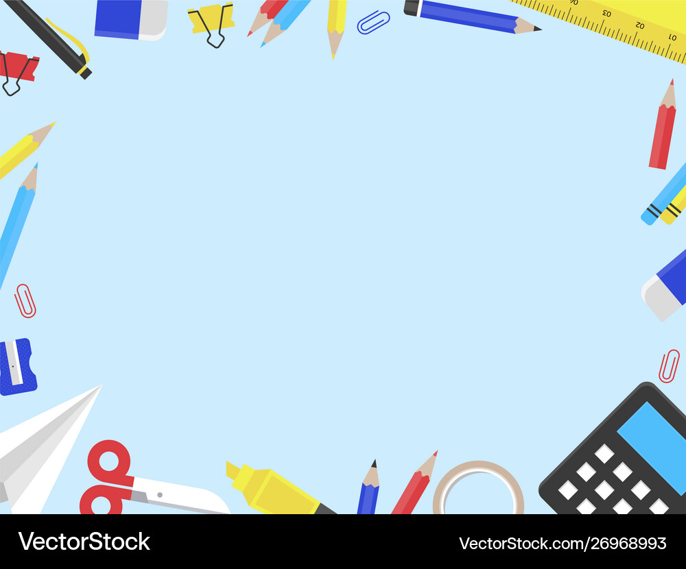 School supplies frame for flyer or poster template