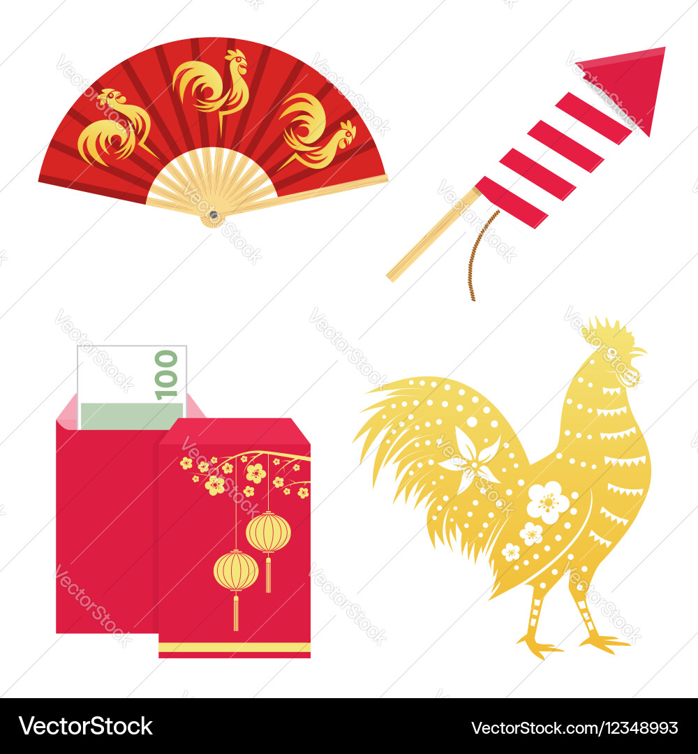 Set chinese new year design elements include Vector Image
