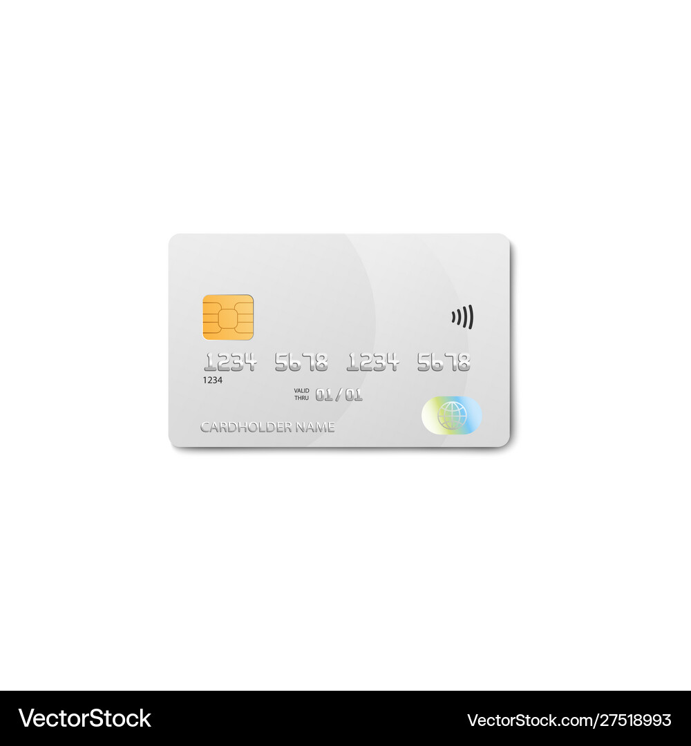 White plastic card for debit or credit bark Vector Image