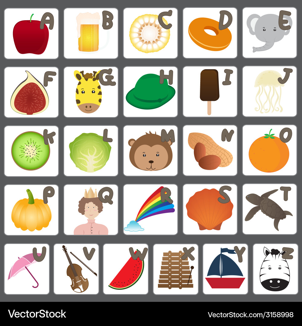 Alphabet with funny cartoon collection Royalty Free Vector