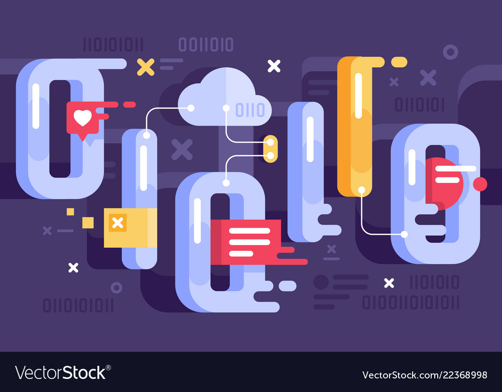 Binary representation in the world of data Vector Image