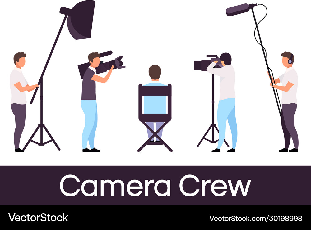 Camera crew flat set director sitting in chair Vector Image