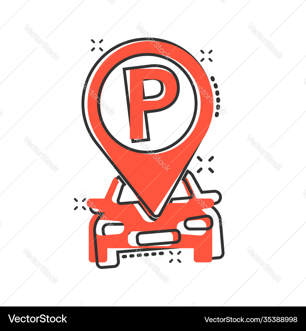 Car parking icon in comic style auto stand Vector Image