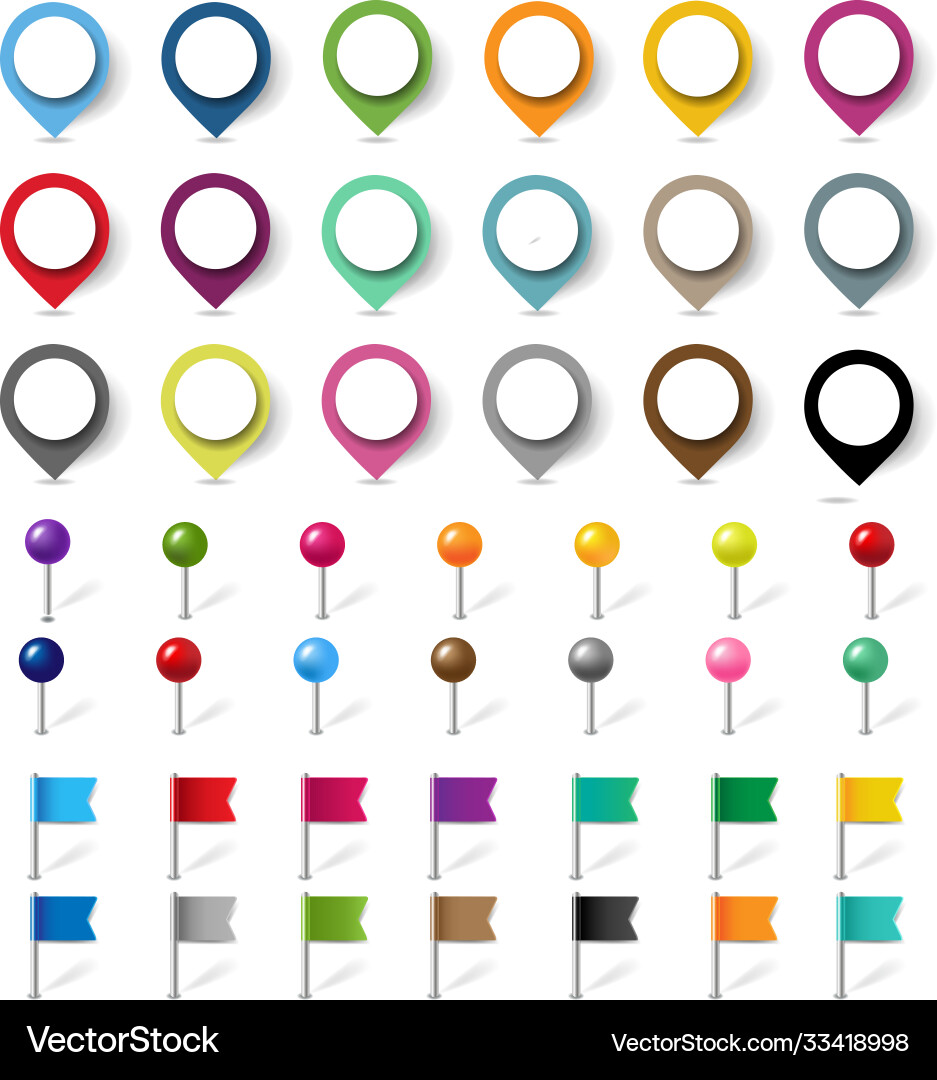 Colorful location pin set isolated white Vector Image