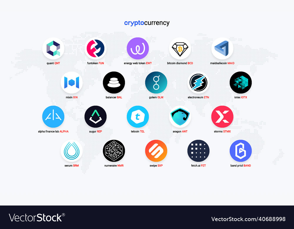 Crypto currency coins digital payment system Vector Image