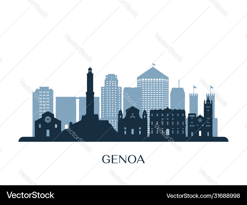 Genoa skyline monochrome silhouette Royalty Free Vector