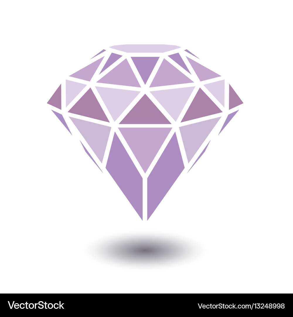 Geometrical purple diamond with shadow isolated Vector Image