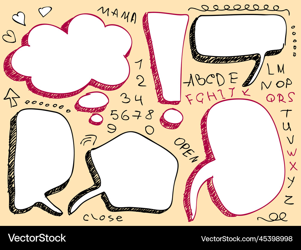 Hand drawn speech and thought bubbles Royalty Free Vector