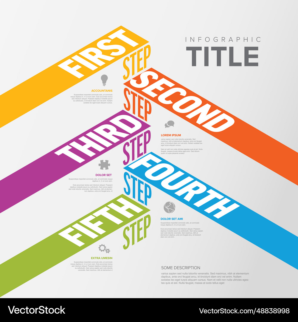 Infographic stripes stairs steps diagram template Vector Image