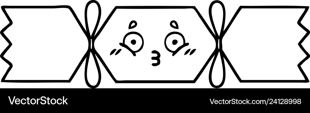 Line drawing cartoon christmas cracker Royalty Free Vector