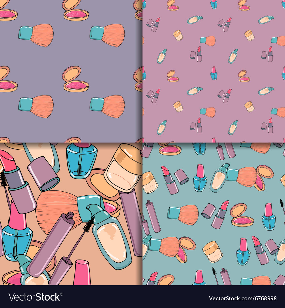 Makeup seamless pattern set Royalty Free Vector Image