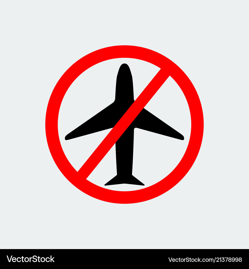 No airplane icon stop symbol Royalty Free Vector Image