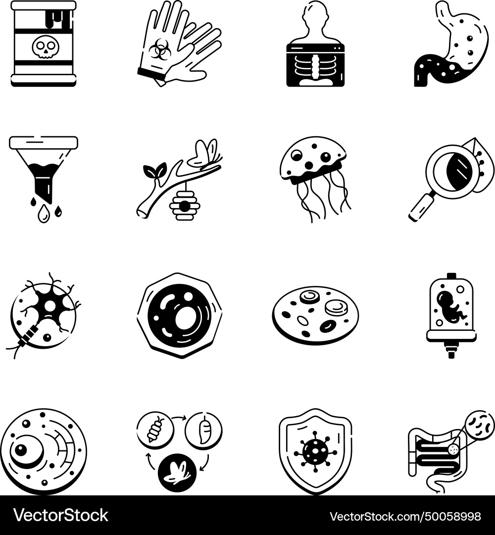 Pack of science research linear icons Royalty Free Vector