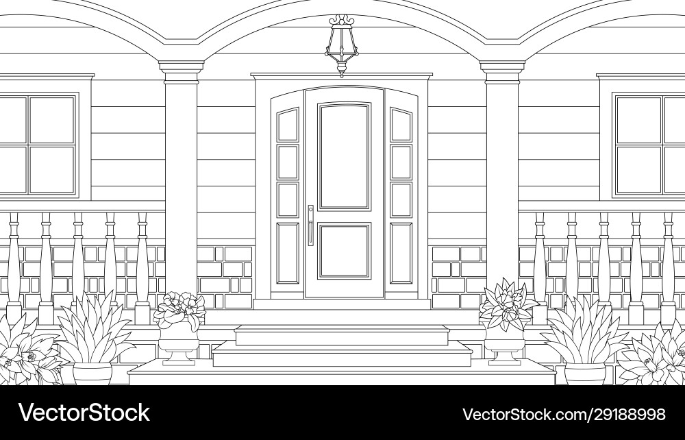 Porch with flowers a Royalty Free Vector Image