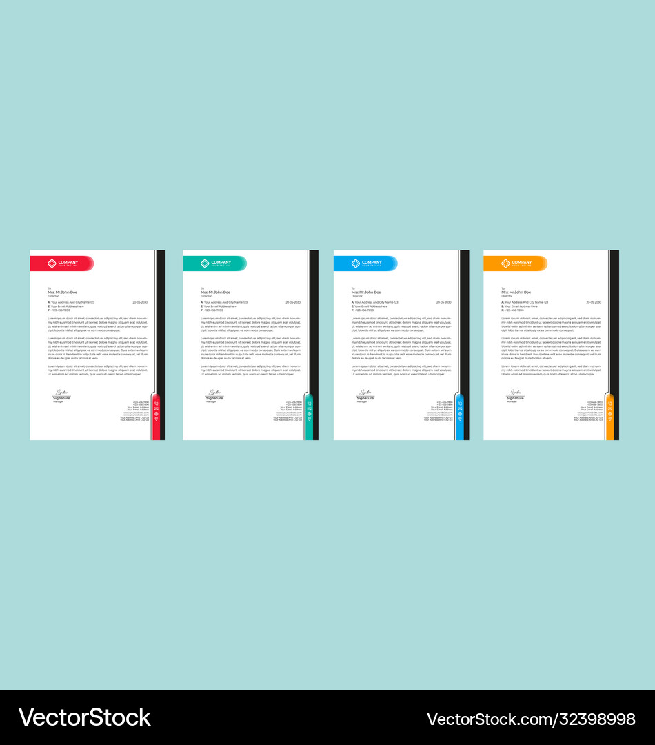 Professional Business Letterhead Templates Vector Image