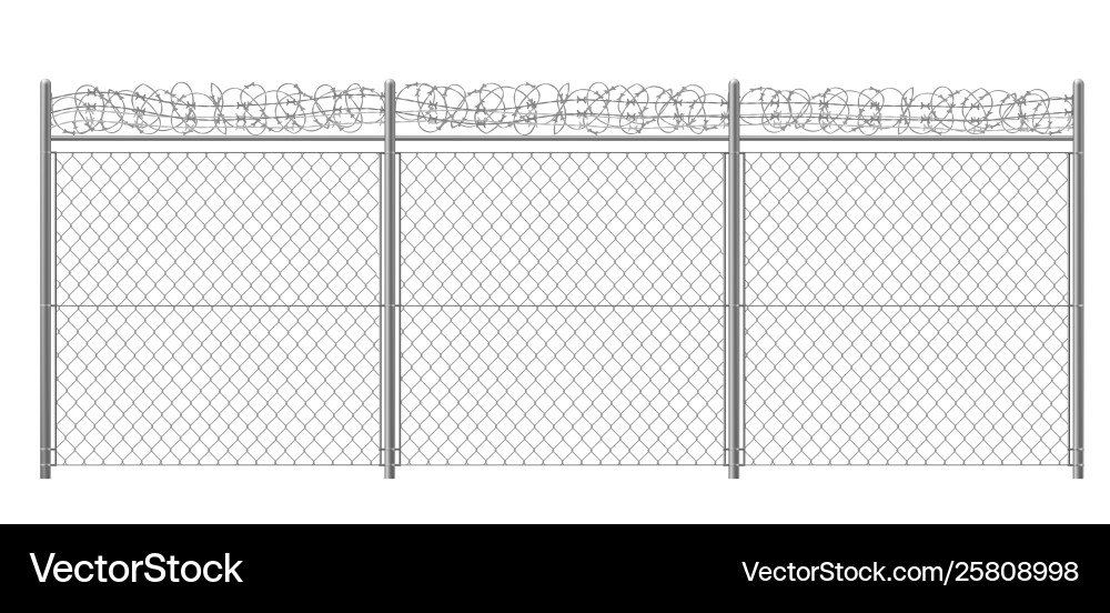 Rabitz fencing with razor wire realistic Vector Image