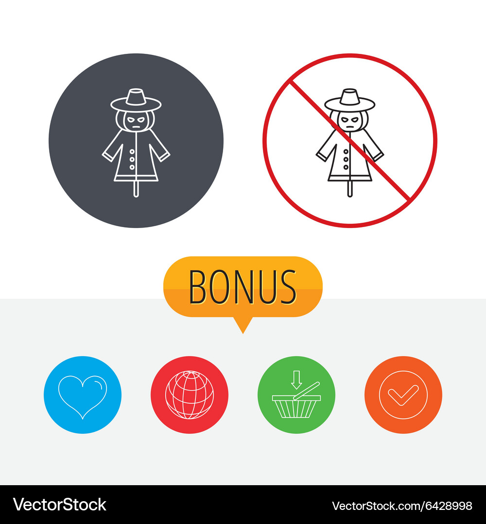 Scarecrow icon human with pumpkin head sign Vector Image