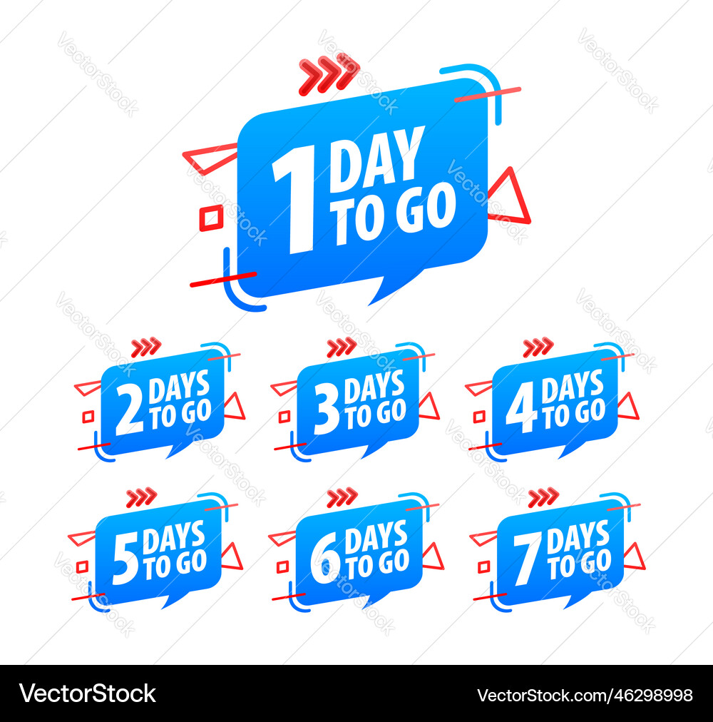 Set days to go badges countdown product Royalty Free Vector