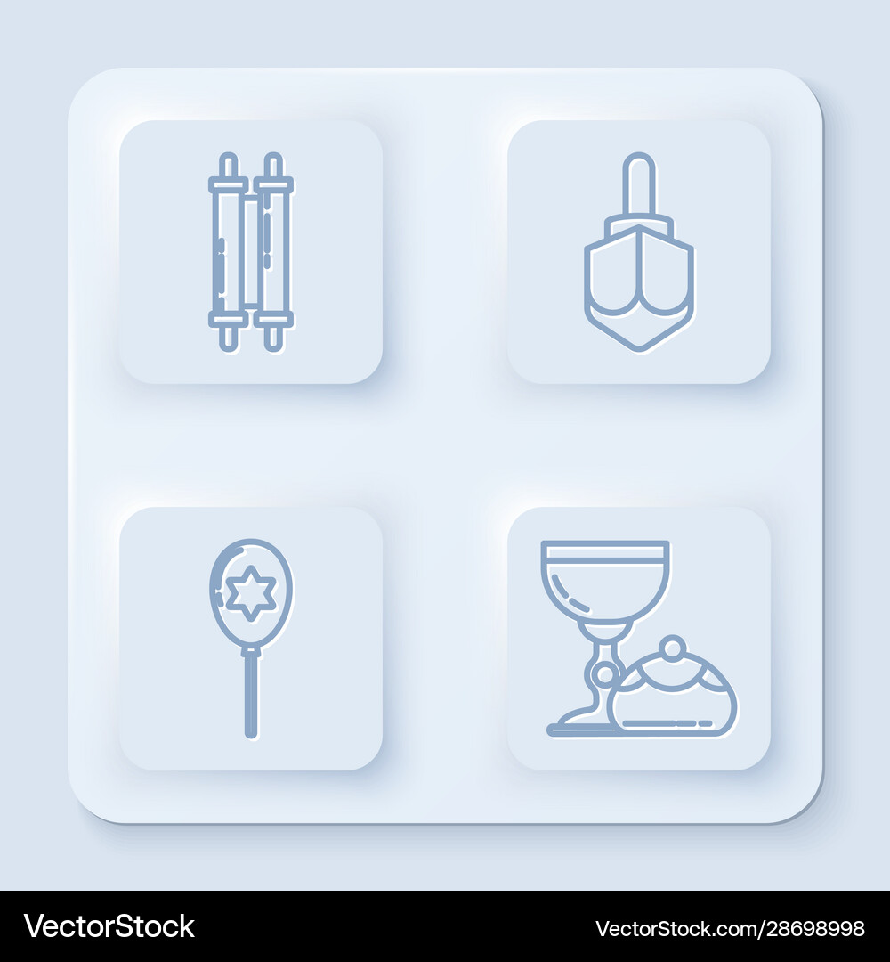 Set line torah scroll hanukkah dreidel balloons Vector Image