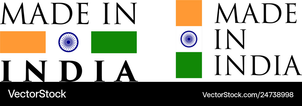 Simple made in india label text with national Vector Image