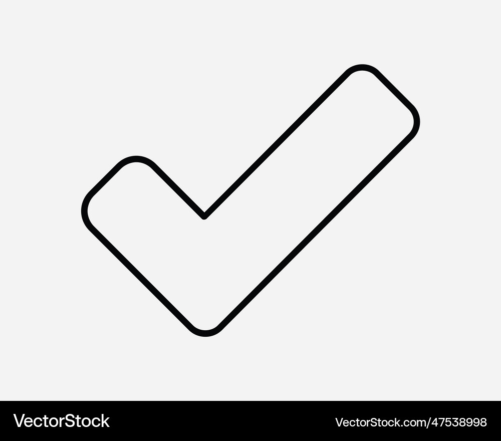 Tick line icon ok correct right approve confirm Vector Image