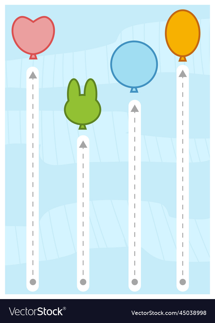 Trace the dotted lines to balloons education game Vector Image
