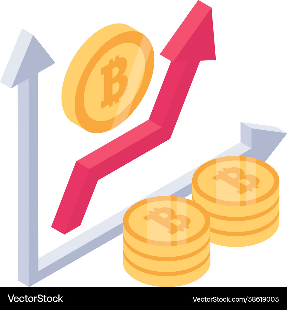 Bitcoin growth Royalty Free Vector Image - VectorStock