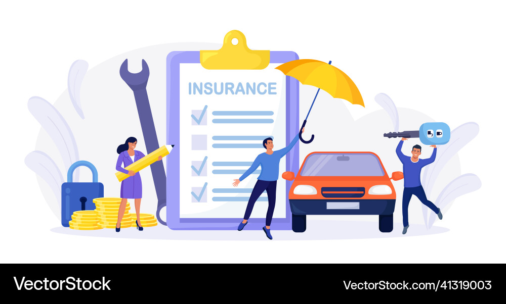 Car insurance policy form with umbrella Royalty Free Vector