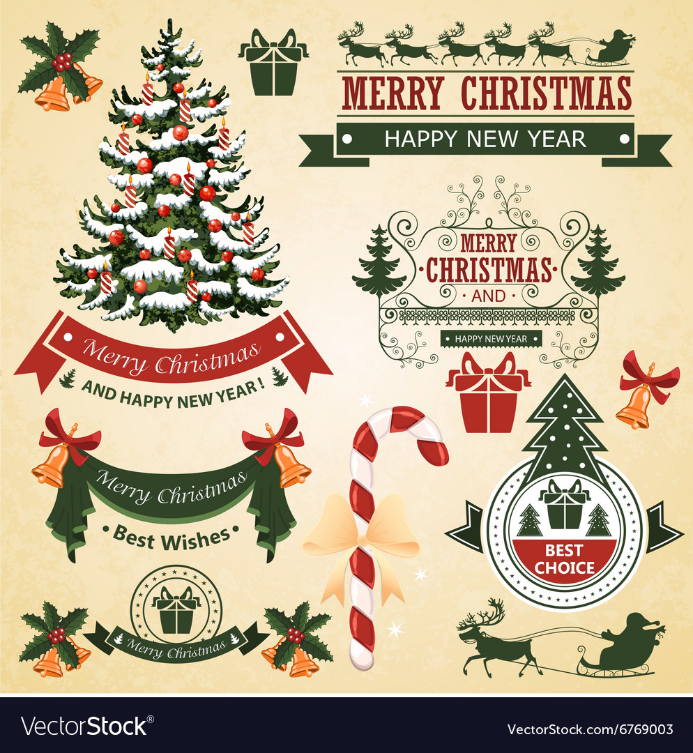 Christmas set of elements for design Royalty Free Vector