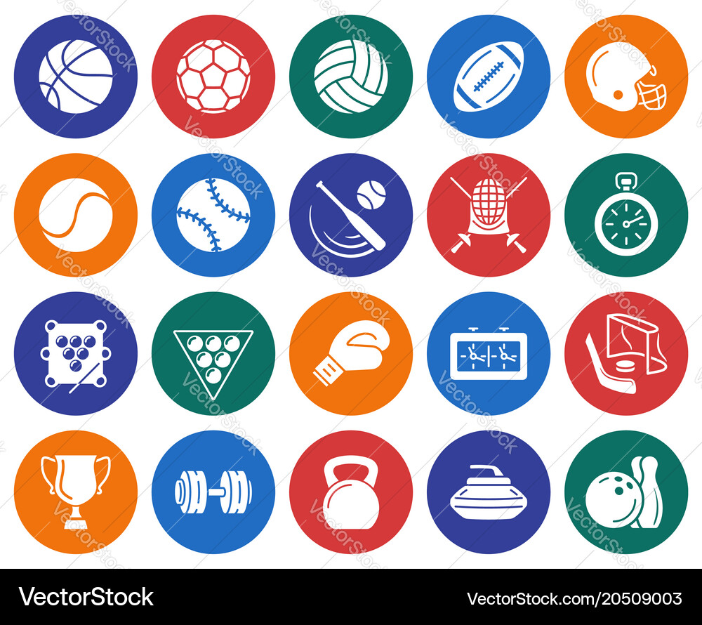 Collection round icons sport Royalty Free Vector Image