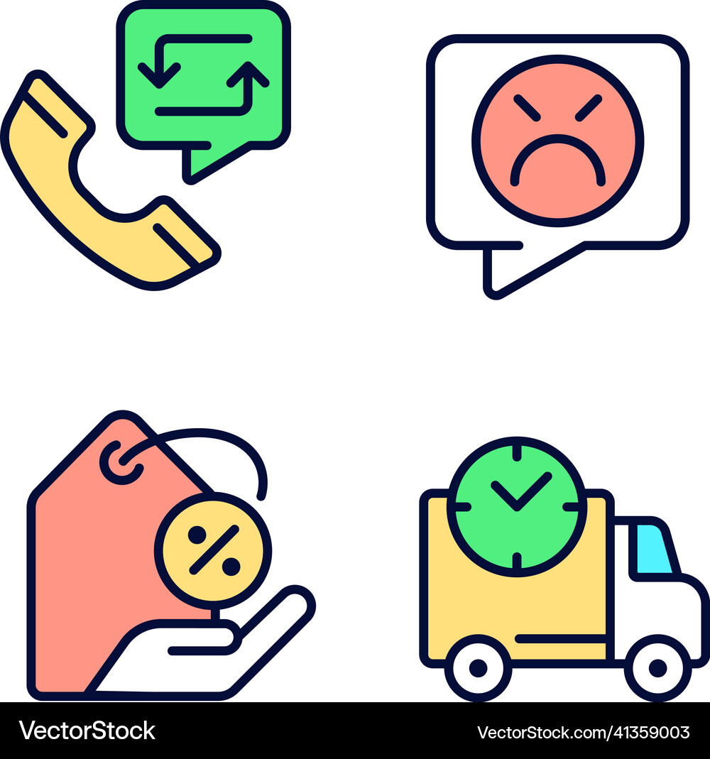 Customer help pixel perfect rgb color icons set Vector Image