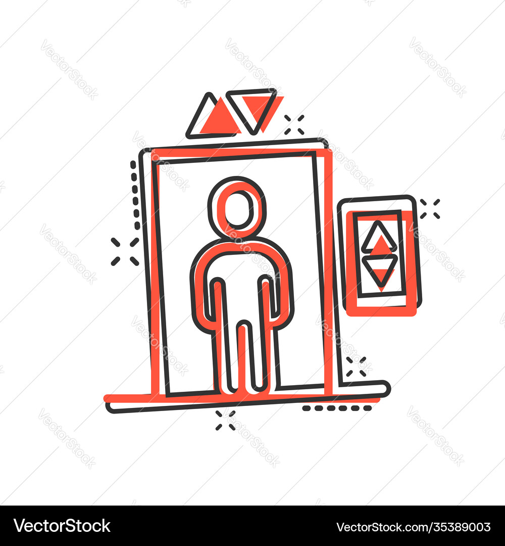 Elevator icon in comic style lift cartoon Vector Image