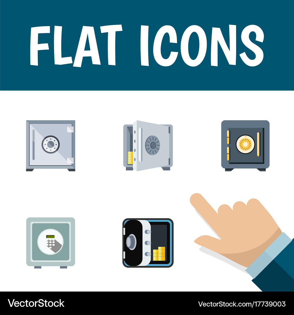 Flat icon strongbox set of banking strongbox Vector Image