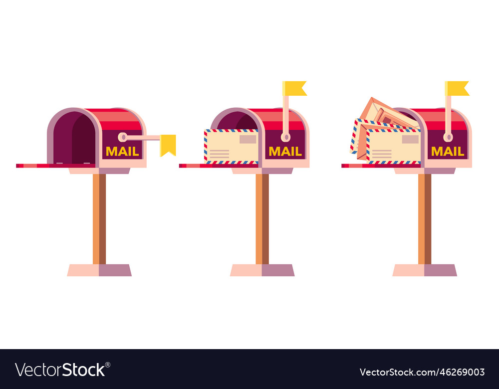 Full mailbox empty postbox mail container Vector Image Full mailbox empty postbox mail container Vector Image