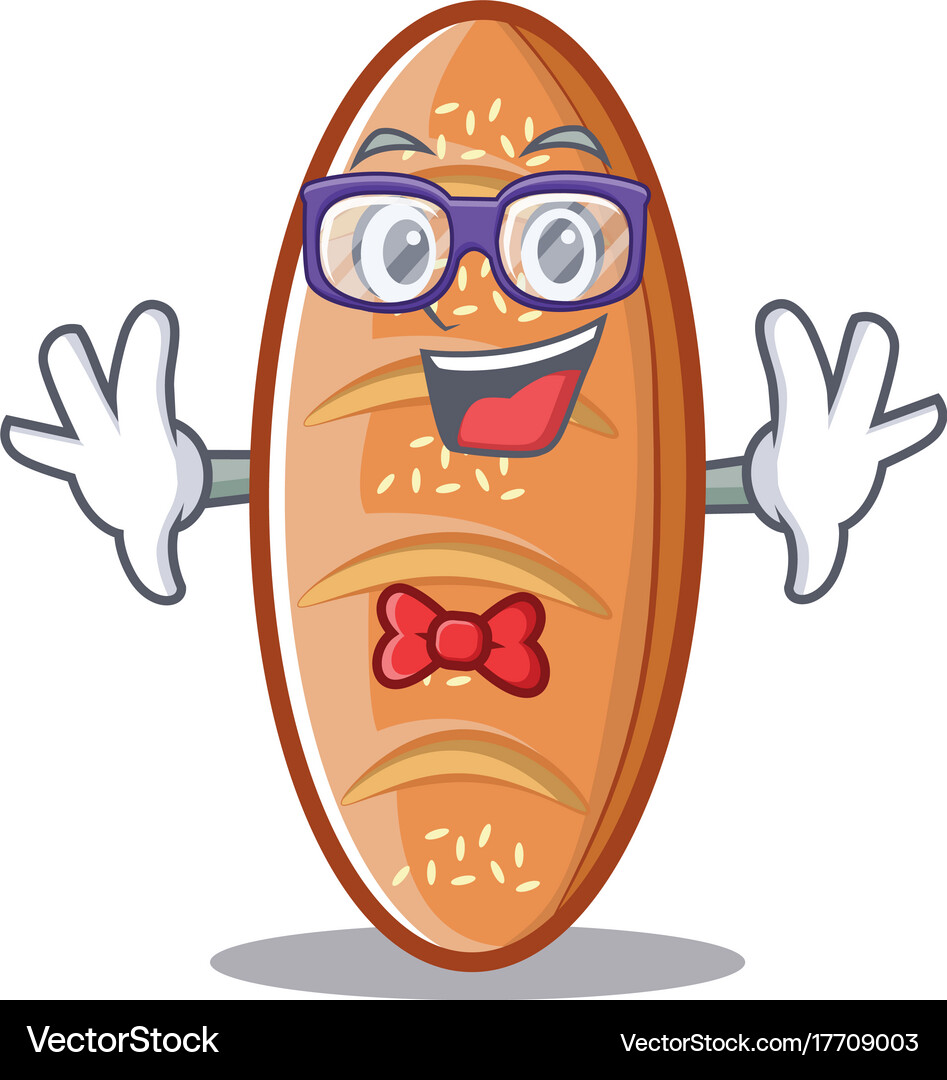 Geek baked bread character cartoon Royalty Free Vector Image